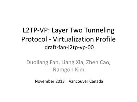 PPT L TP VP Layer Two Tunneling Protocol Virtualization Profile Draft Fan L Tp Vp