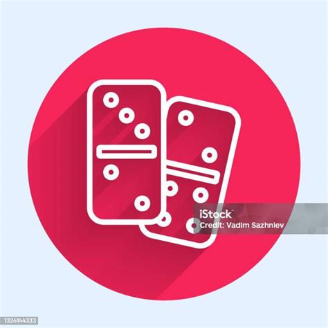 긴 그림자로 격리 된 흰색 라인 도미노 아이콘 빨간색 원 버튼입니다 벡터 개념에 대한 스톡 벡터 아트 및 기타 이미지 개념