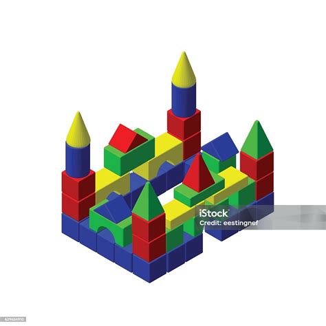 장난감 빌딩 블록에서 성 벡터 다채로운 그림 등등 측정 스타일 0명에 대한 스톡 벡터 아트 및 기타 이미지 0명 3차원