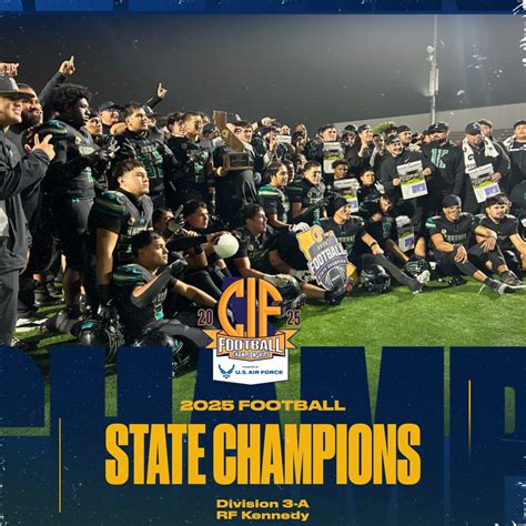 Cif 🏆🏈 Congratulations To Rf Kennedy 2025 Cif State Division 3 A