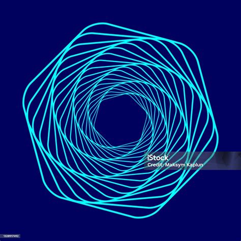 추상 소용돌이 기호입니다 트위스트 와이어프레임 터널 곡선 된 파란색 모양입니다 기술 빛나는 로고 요소 나선 모양에 대한 스톡 벡터 아트 및 기타 이미지 Istock