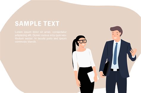 만화 사람들 캐릭터 디자인 배너 템플릿 비즈니스 남자와 여자 서 서 즐겁게 이야기 가방에 대한 스톡 벡터 아트 및 기타 이미지