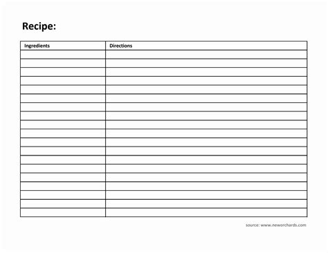 Free Excel Recipe Card Templates Free Excel Recipe Card Templates