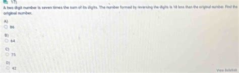 solved 17 a two digit number is seven times the sum of its digits