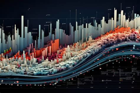 Colorful 3d Bar Graph And Line Data Visualization With Various Height