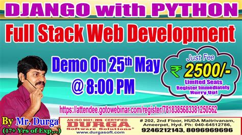 Django With Python Online Training In Durgasoft Youtube