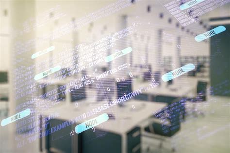 Premium Photo Multi Exposure Of Abstract Programming Language Hologram And World Map On A