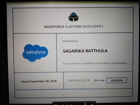 Sagarika Batthula Congratulations Salesforce Platform Developer… Jayakrishna Battula