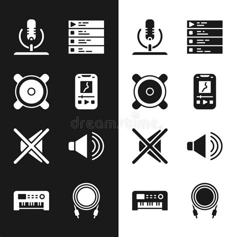 Set Music Player Stereo Speaker Microphone Playlist Speaker Mute Volume Audio Jack And