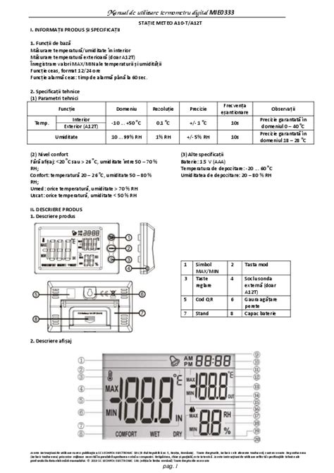 Uni T A12t Temperature Humidity Sensor User Manual