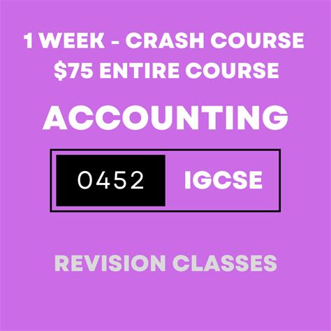 Accounting 0452 Quick Revision Classes 1 Week Papacambridge