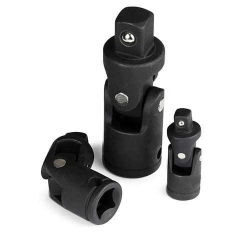 Swivel Joint Impact Socket Set 3pc 1 4 Inch 3 8 Inch 1 2 Inch Drive Universal Carbon Steel