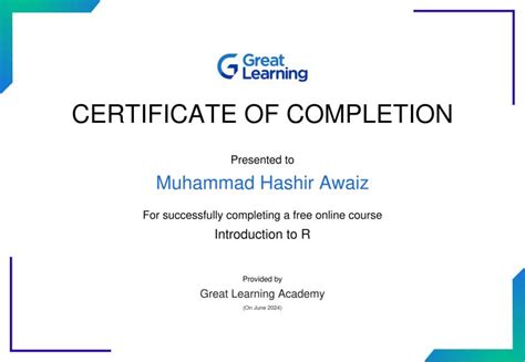 Completed R Course From Great Learning Academy Muhammad Hashir Awaiz Posted On The Topic