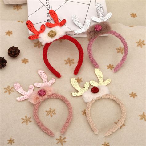 Badu Bg Обръч за коса Нова година Еленови рога Ленти за глава Подпора Коледен костюм Парти