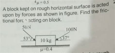 A Block Kept On Rough Horizontal Surface Is Acted Upon By Forces As Shown