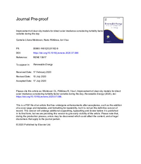 Pdf Improvement Of Clear Sky Models For Direct Solar Irradiance
