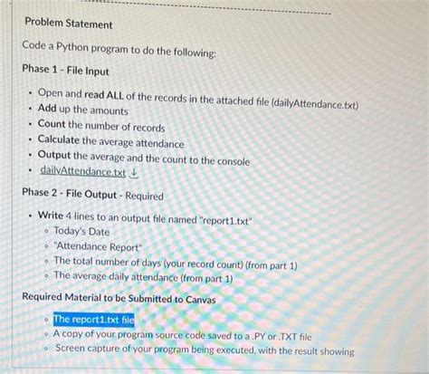 Solved Code A Python Program To Do The Following Phase 1 Chegg