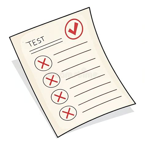 Test Paper With Red Marks On White Background Stock Illustration