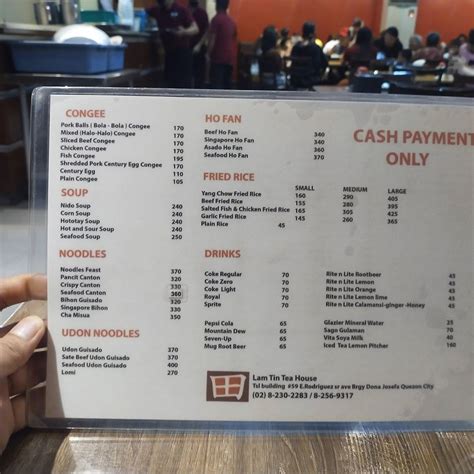 Menu At Lam Tin Tea House Restaurant Quezon City 59 E Rodriguez Sr Ave