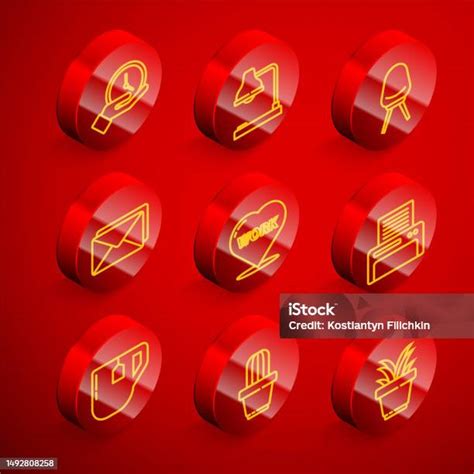 라인 시계 테이블 램프 사무실 의자 봉투 텍스트 작업이 있는 하트 프린터 차 티백 선인장 및 즙이 많은 냄비 아이콘을 설정합니다 벡터 3차원 형태에 대한 스톡 벡터 아트 및