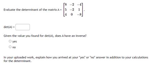 Solved Evaluate The Determinant Of The Matrix Chegg