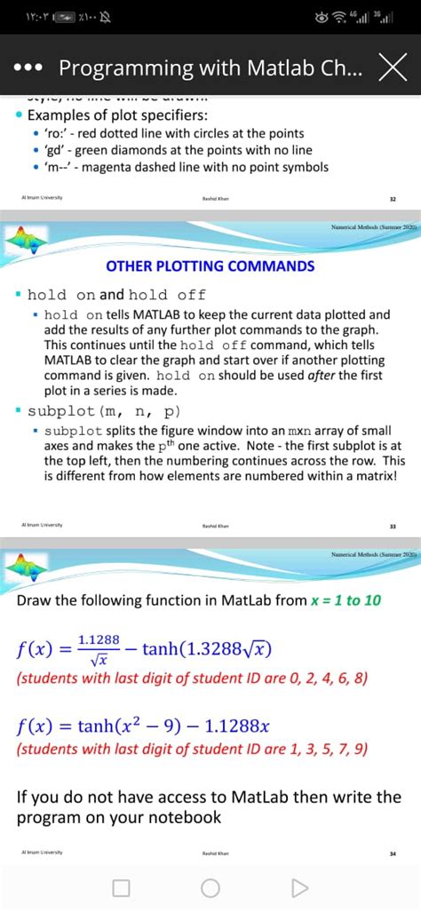 Solved Programming With Matlab Ch X Examples Of Plot Chegg Com