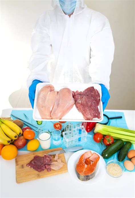 Laboratory Testing Of Different Food Products Selective Focus Stock