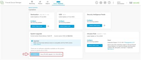 방화벽 장치 관리자를 사용하여 보안 방화벽 위협 방어 업그레이드 Cisco