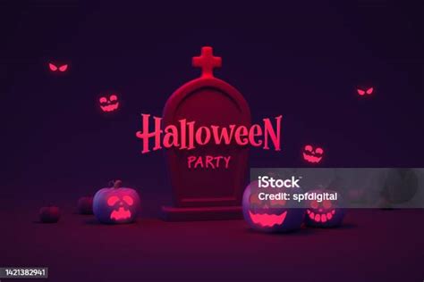 무서운 얼굴의 할로윈 배경은 호박이 어둠 속에서 빛나고 있습니다 할로윈을위한 검은 색과 자주색 템플릿 3d 렌더링 할로윈에 대한 스톡 사진 및 기타 이미지 Istock