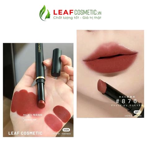 Son Mac 876 Nice Spice Đỏ Nâu Powder Kiss Velvet Blur Slim Stick