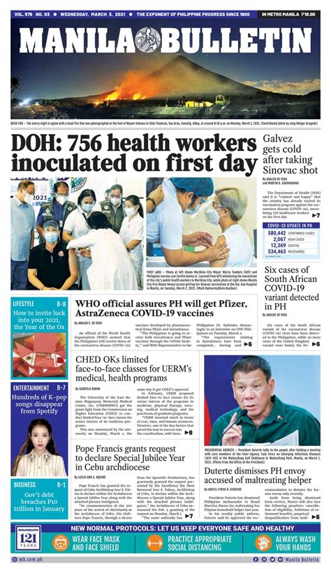 Manila Bulletin March 3 2021 Newspaper Get Your Digital Subscription