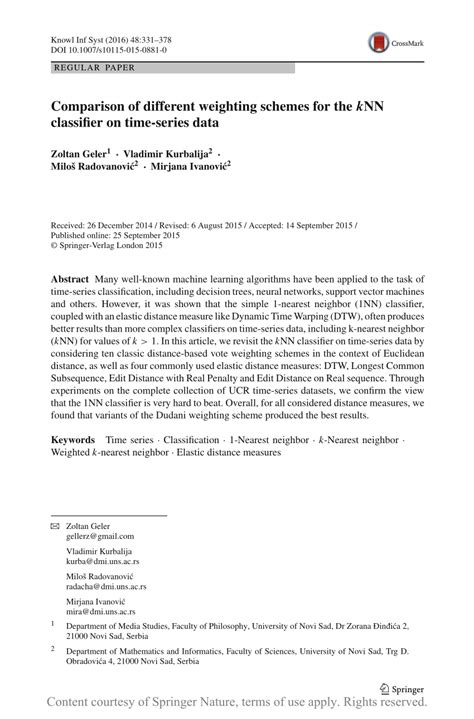 comparison of different weighting schemes for the knn classifier on