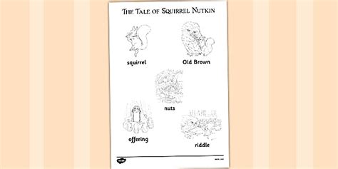 The Tale Of Squirrel Nutkin Words Colouring Sheet Squirrel Nutkin