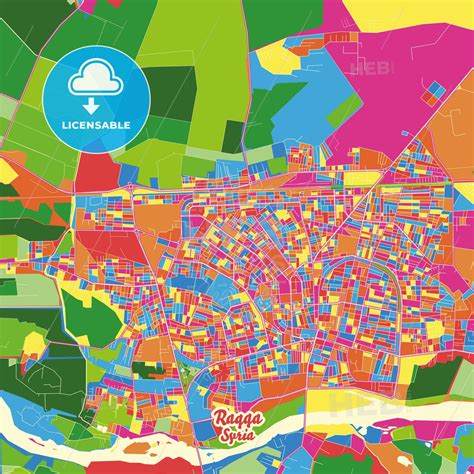 Raqqa Syria Crazy Colorful Street Map Poster Template Hebstreits