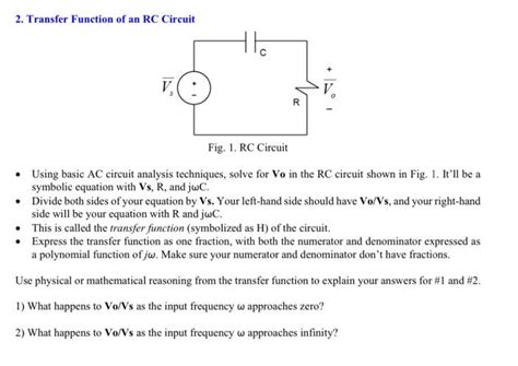 Solved Transfer Function Of An RC Circuit Using Basic Chegg