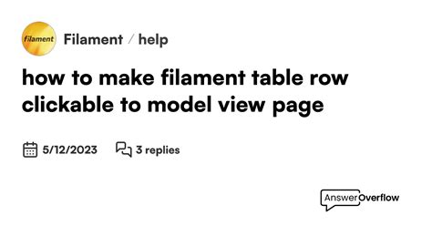 How To Make Filament Table Row Clickable To Model View Page Filament
