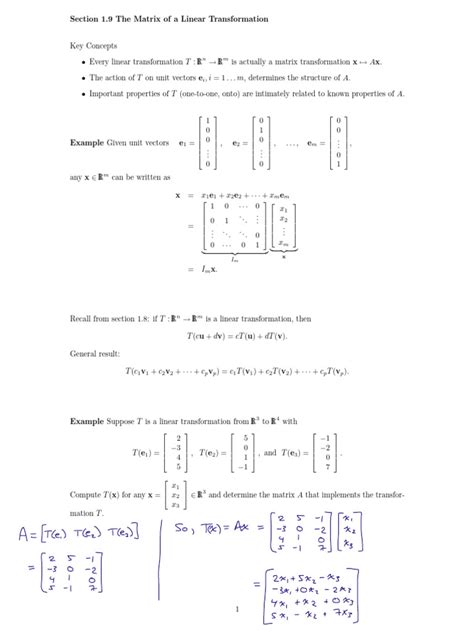 The Matrix Of A Linear Transformation Pdf Matrix Mathematics Linear Map