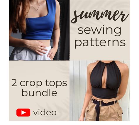 One Shoulder Top Halter Top Sewing Pattern Bundle Pattern Couture