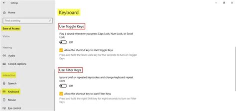 Ease Of Access Settings In Windows 10