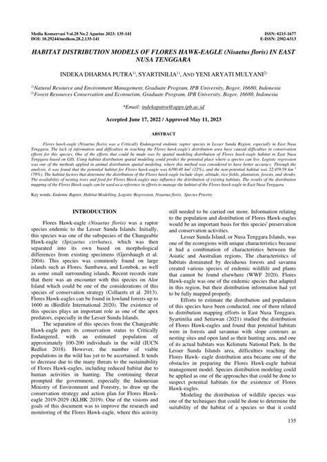 Pdf Habitat Distribution Models Of Flores Hawk Eagle Nisaetus Floris