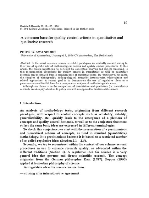 Common Base For Quality Control Criteria In Quantitative And Qualitative Research Quality And Common Base For Quality Control Criteria In Quantitative And Qualitative Research Quality And