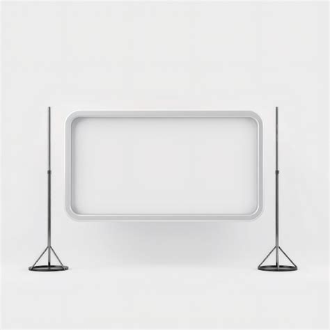 White Rectangle Display With Black Stands On A White Background Premium Ai Generated Image
