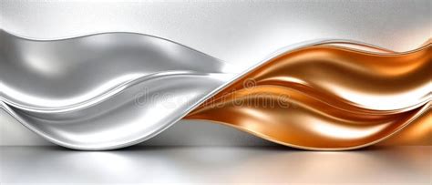 Metallic Silver And Copper Liquid Waves With Reflective Surfaces And