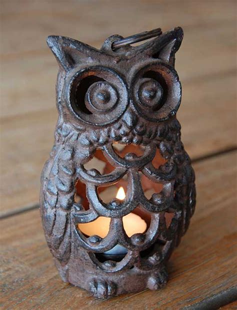 Cast Iron Owl Tealight Holder Lantern Bbq Bro