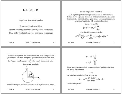 Non Linear Transverse Motion Lecture Slides Accelerator Physics 2
