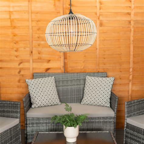 Solar Powered Outdoor Bamboo Hanging Pendant Light