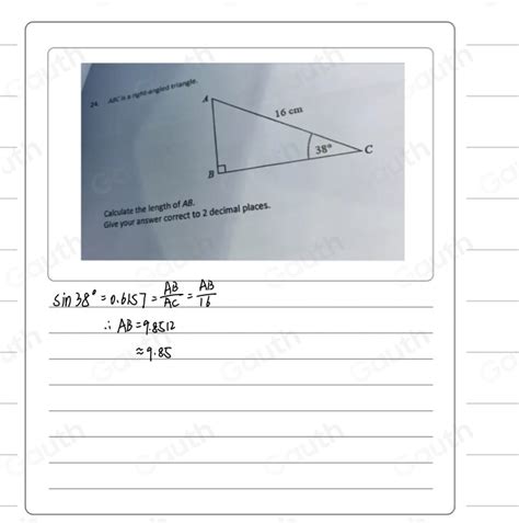 Solved 24 Abc Is A Right Angled Triangle Calculate The Length Of Ab Give Your Answer Correct
