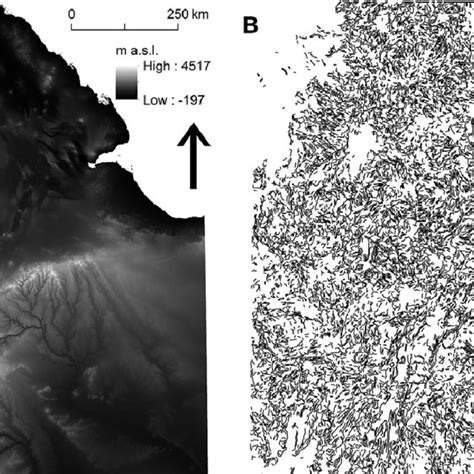 A Digital Elevation Model B Automated Lineament Extraction