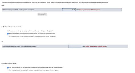 Solved The Fitted Regression Computer Power Dissipation