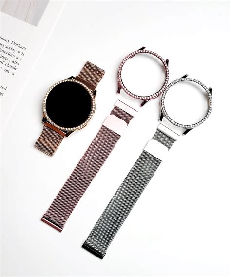 스페이스쉴드 스페이스쉴드 갤럭시워치5 4 호환 메탈 스트랩 샤인 큐빅 범퍼 케이스 2종 세트 4color